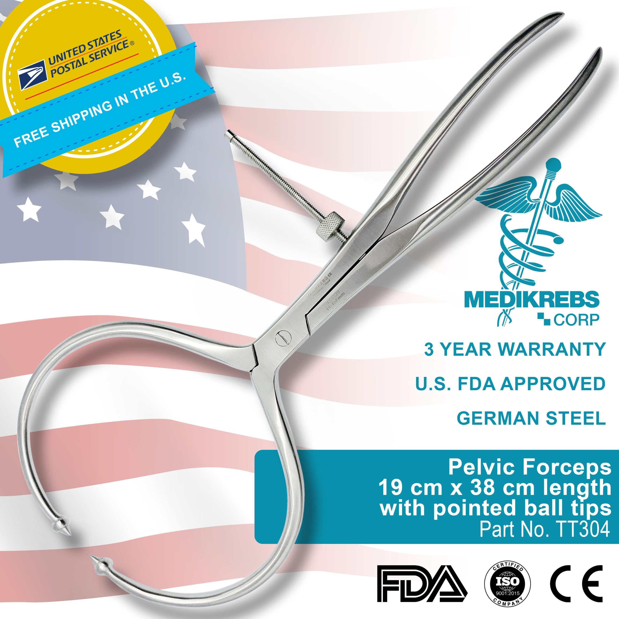 Pelvic Forceps maximum open with pointed balls tip Surgical - MediKrebs ...